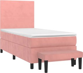 Box spring postel s matrací růžová 100x200 cm samet 3137712