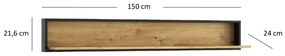 Polička 150 cm Bobbie (dub artisan + černá). 1052780