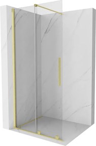 Mexen Velar, posuvné dveře do otvoru typ Walk-In 100 cm, 8mm čiré sklo, zlatá matná, 871-100-000-03-55