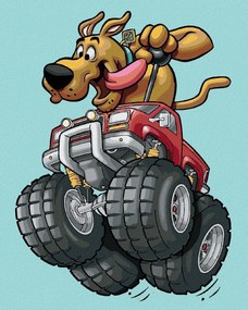 Malování podle čísel scooby a monster truck (scooby doo), 40x50 cm, vypnuté plátno na rám