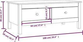 vidaXL Konferenční stolek 100x50x40 cm masivní borové dřevo [814606] Barva: Černá