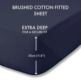 Tmavě modré napínací flanelové prostěradlo 150x200 cm Brushed – Catherine Lansfield