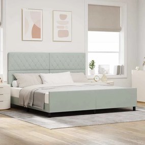 Postel s boxspringem s čelo Světle šedá 200 x 200 cm samet 3344897