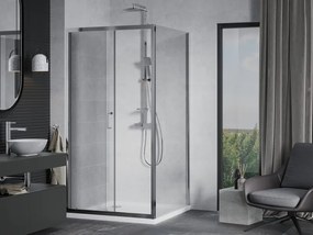 Mexen Apia posuvný sprchový kout 90 x 90 cm, 5mm sklo, chromový profil-čiré sklo + slim sprchová vanička 5cm, 840-090-090-01-00-4010