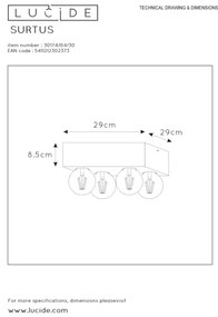 Lucide 30174/04/30 - Stropní svítidlo SURTUS 4xE27/60W/230V