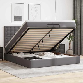 Osmanský rám postele s matrací šedá 200x200cm umělá kůže 3313873