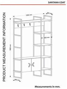 Zelená předsíňová sestava v dekoru ořechového dřeva Santana