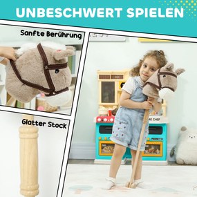 AIYAPLAY Hobby kůň dětský hobby kůň se zvukem, naviják, kůň na tyči pro jízdu na koni pro děti 24+ měsíců, šedý
