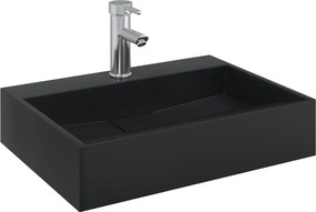 Umyvadlo 50x38x11 cm minerální/mramorový kompozit černé 155979