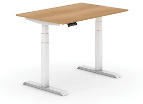 B2B Partner Výškově nastavitelný stůl, elektrický, 625-1275 mm, deska 1200x800 mm, buk, bílá podnož