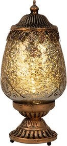 Hnědá skleněná svítící LED lucerna Balli - Ø 8*19 cm