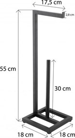 Erga Trapa, hranatý držák WC papíru se zásobníkem na toaletní papír, černá matná, ERG-YKA-P.TRAPA-BLK