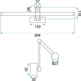 Toolight Toolight, LED nástěnné svítidlo 60cm, 13W, 4000K, 1000lm, APP1900-1W, zlatá matná, OSW-66055