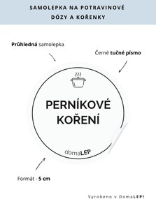 Samolepka na kořenky PERNÍKOVÉ KOŘENÍ průhledná 5 cm tučné písmo