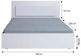 Manželská postel ASIENA 160x200, bílá / vysoký bílý lesk HG