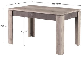 Jídelní rozkládací stůl, kaštan nairobi/onyx, 130-175x80 cm, JESI