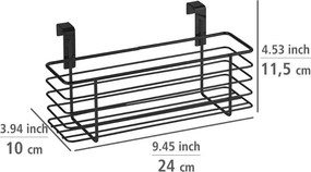 Černý závěsný kovový košík na kuchyňská dvířka Wenko Slim, 24 x 10 cm