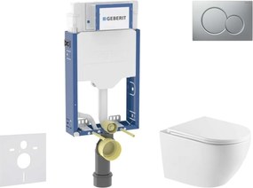 Geberit Kombifix - Set předstěnové instalace, klozetu Oudee a sedátka softclose, tlačítko Sigma01, lakovaný matný chrom SANI15CA2106