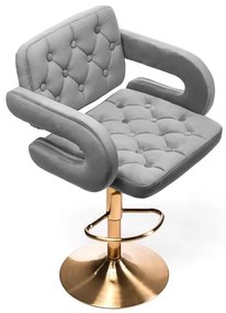Barová židle STOCKHOLM na zlaté podstavě - světle šedý velur