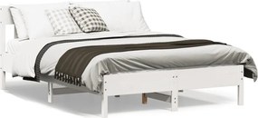 vidaXL Rám postele s čelem voskově 135 x 190 cm masivní borovice [842666] Barva: Bílá