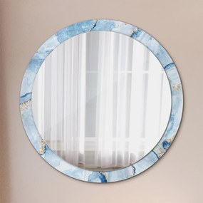 Kulaté dekorativní zrcadlo Modré mramorové zlato fi 100 cm