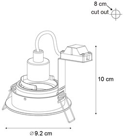 Sada 6 moderních zapuštěných bodových svítidel Gunmetal GU10 50mm kulatá naklápěcí - Chuck
