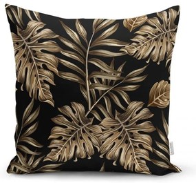 Povlak na polštář Minimalist Cushion Covers Golden Leafes With Black BG, 45 x 45 cm