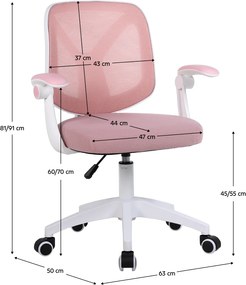 Dětská židle MAUI - síťovina, látka, plast, růžová / bílá