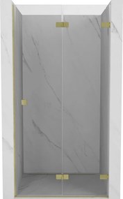Mexen, Mexen Lunar-F pravé sklápěcí sprchové dveře 80 cm, transparentní, broušené zlaté - 836-080-000-55-00-P