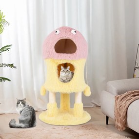 Costway Cat tree malý 93 cm vysoký kočičí strom s motivem monster se 2 kočičími