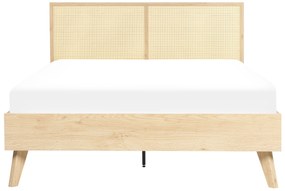 Ratanová postel 140 x 200 cm světlé dřevo MONPAZIER Beliani