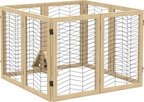 PawHut Dřevěná brána pro psy, ochrana dveří, skládací brána pro psy s 8 panely, plot pro psy, schodová brána, ochranná brána k krbu, přírodní, 375 x …