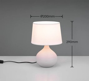 Bílo-hnědá stolní lampa z keramiky a tkaniny Reality Martin, výška 29 cm