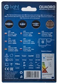 Schodišťové LED svítidlo Quadro, 1x LED 0,6w, 6500k, s
