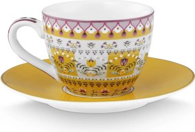 Pip Studio Lily & Lotus sada 2ks espresso šálků s podšálky 100ml, žlutá