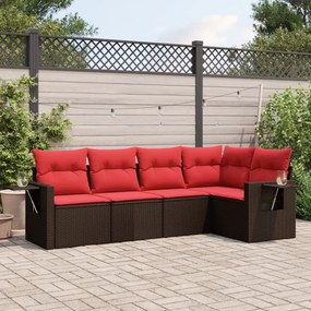 5dílná zahradní sedací souprava s polštáři hnědá polyratan 3220133