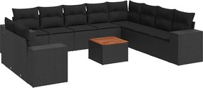 11dílná zahradní sedací souprava s poduškami černá polyratan 3225516