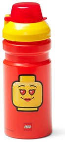 Červená lahev na vodu se žlutým víčkem LEGO® Iconic, 390 ml