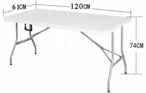 SUPPLIES VIKING 120 cm skládací cateringový plastový stůl - bílá barva