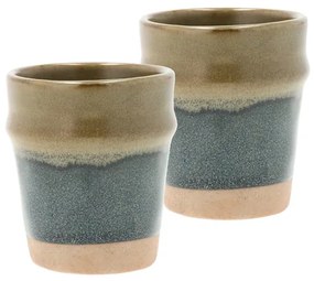 Villa Collection Porcelánový hrnek na espresso Evig 0.1 liter Blue/Brown (sada 2 ks)