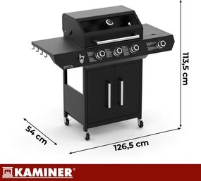 Plynový gril 3+1 13,5kW Varen Black 4,0 Kaminer
