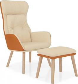 Relaxační křeslo s podnožkou krémová umělá kůže a textil 3097763