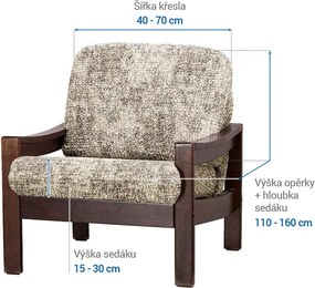 Bielastické potahy MARMO béžové křeslo s dřevěnými rukojeťmi (š. 40 - 70 cm)
