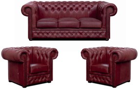 FN Sedací souprava Chesterfield Lord 3+1+1 kůže bordó