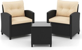 Costway 3 PCS. Ratanová sada Gartenmöbel inkl. 2 Sessel a 1 Beistelltisch