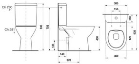 JIKA H8273860002801 - WC kombi LYRA keramika/bílá