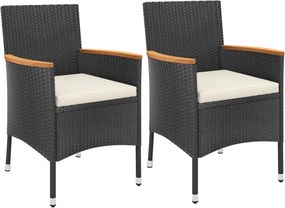 3dílný zahradní bistro set s poduškami černý polyratan 3187422