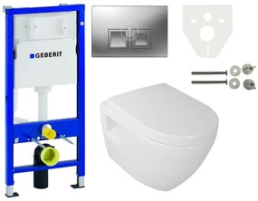 AKCE/SET/LIVERO Geberit - Modul pro závěsné WC Duofix Delta 12 s tlačítkem Delta50, matná chrom + NERA závěsná WC mísa, 35,5x50 cm, bílá + DONA WC se…