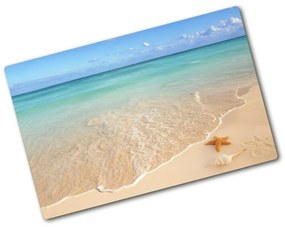 Wallmuralia Kuchyňská deska skleněná Hvězdice na pláži 80x52 cm