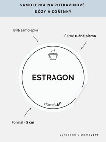 Samolepka na kořenky ESTRAGON bílá 5 cm tučné písmo